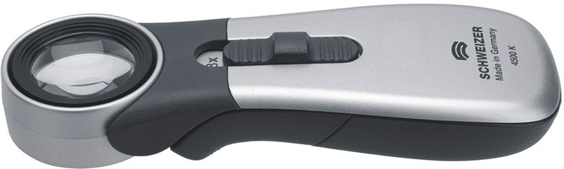 SCHWEIZER Handleuchtlupe Tech-Line CLASSIC aplanatisch 8x / Ø 30 / LED
