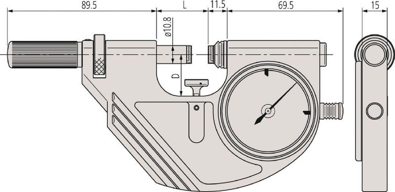 MITUTOYO Passameter mit Feinzeiger 0...25 / 0.0001 / IP54